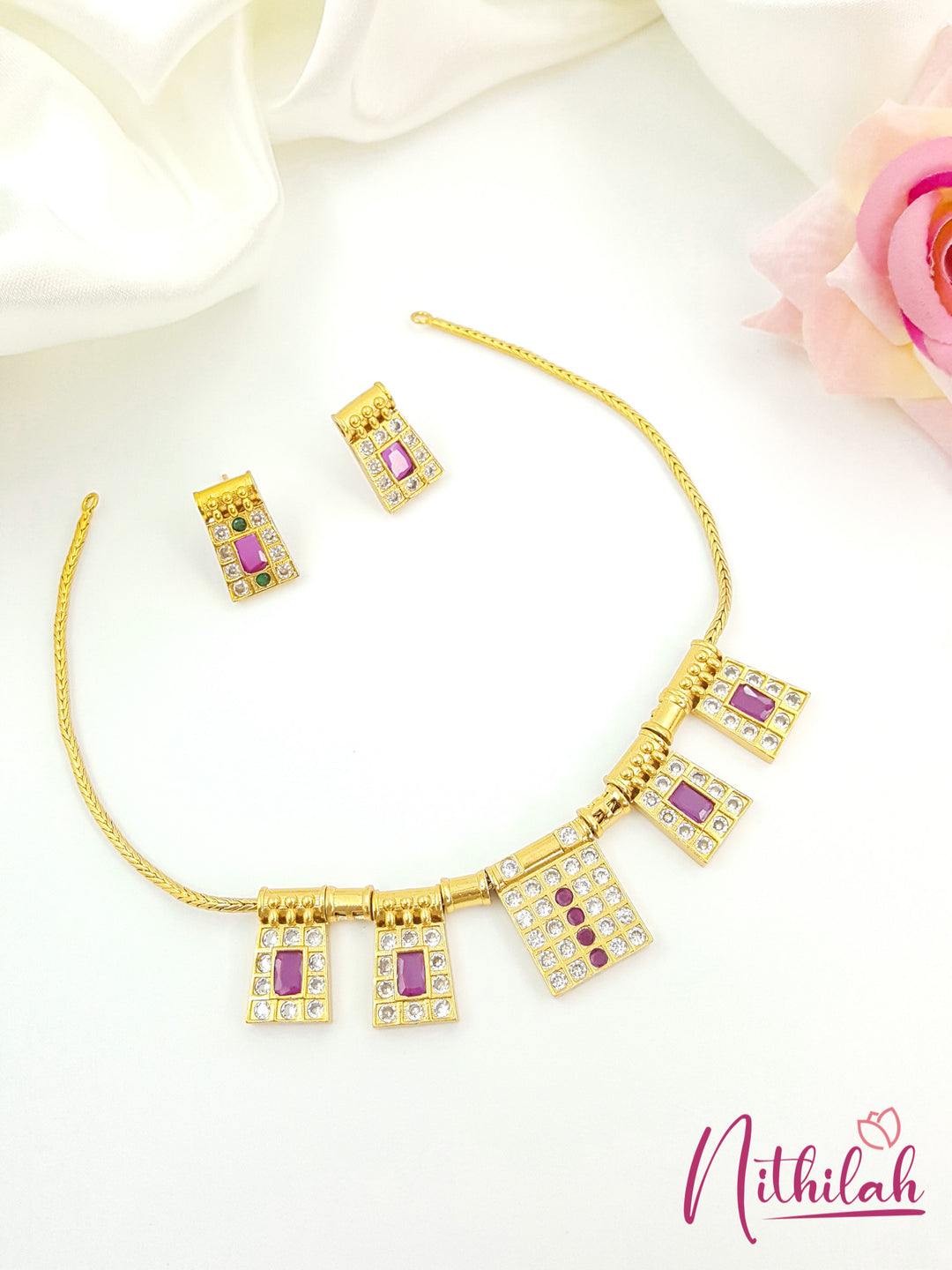 Traditional Mangalsutra Design Gold Plated Hasli Necklace Set – Nithilah