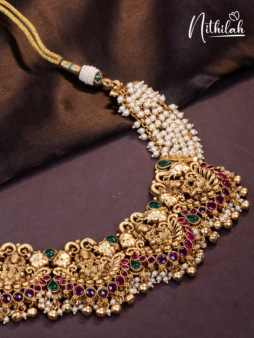Buy Pearl Bunch Lakshmi Necklace Imitation Jewellery Online – Nithilah